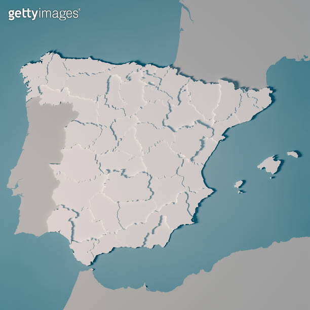 Spain Country Map Provinces Administrative Divisions 3D Render ...