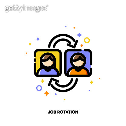 Job rotation icon for human resources management concept. Flat filled ...