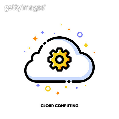 Icon of cloud and gear for cloud data technology solutions concept ...