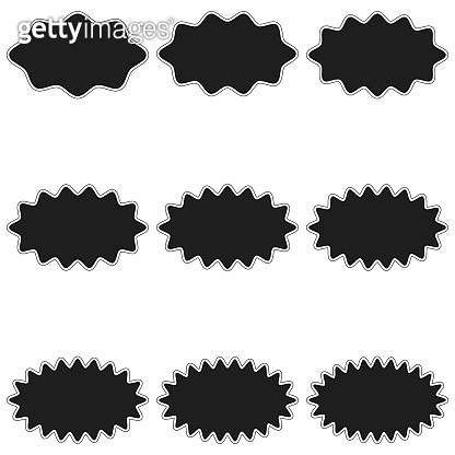 Set sunburst label badge templates, shapes icons vector wave starburst ...