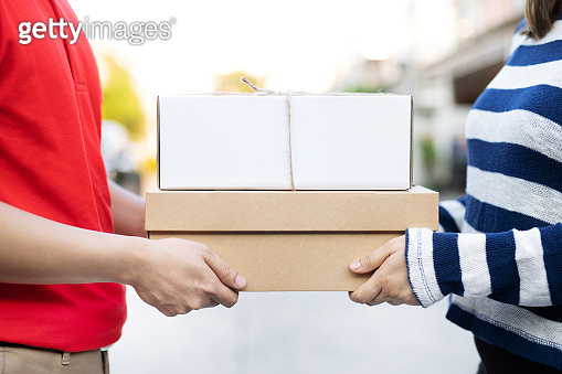 parcel delivery of a package through a service Customer and Pick up ...