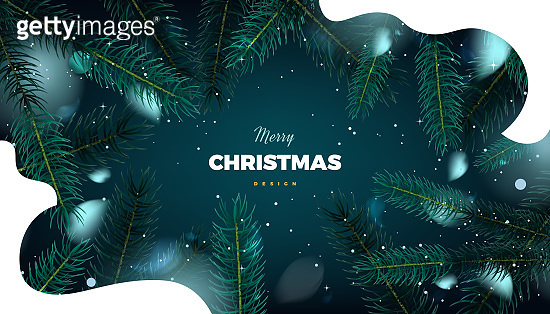 Merry Christmas natural background with fir tree green leaves 이미지 ...