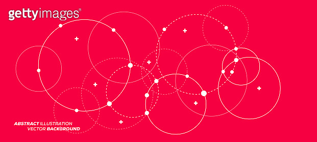 Abstract vector illustration with overlapping circles, dots and dashed ...