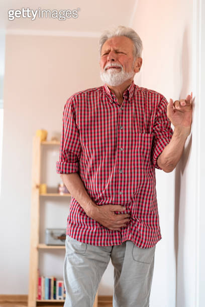 sick senior old man with prostate cancer, prostate inflammation ...