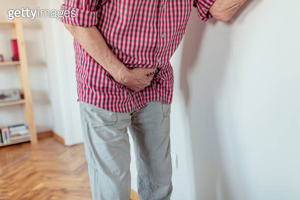 sick senior old man with prostate cancer, prostate inflammation ...
