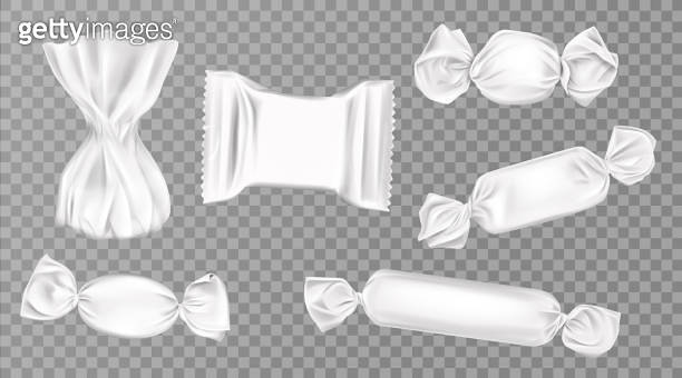 White candy wrappers set. Blank sweets package 이미지 (1192044693) - 게티이미지뱅크