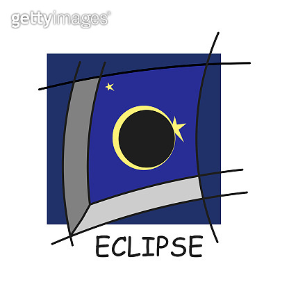 Eclipse of the sun . Hand drawn illustration. Vector abstract ...
