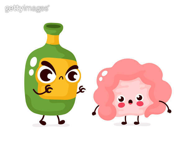 Angry scary alcohol bottle kill intestine (1162784135) - 게티이미지뱅크