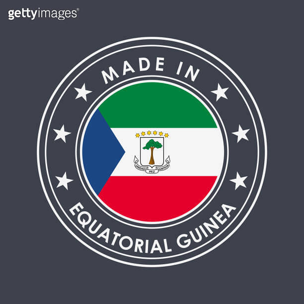 Flag of Equatorial Guinea. Round Label with Country Name for Unique ...