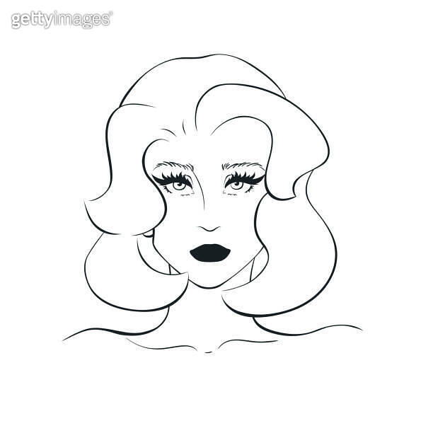 Portrait of beautiful young lady, front view. Vector illustration ...