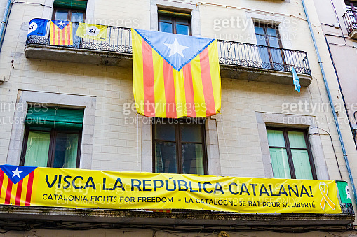 Catalonia Independence Flags on balconies. The Catalan independence ...