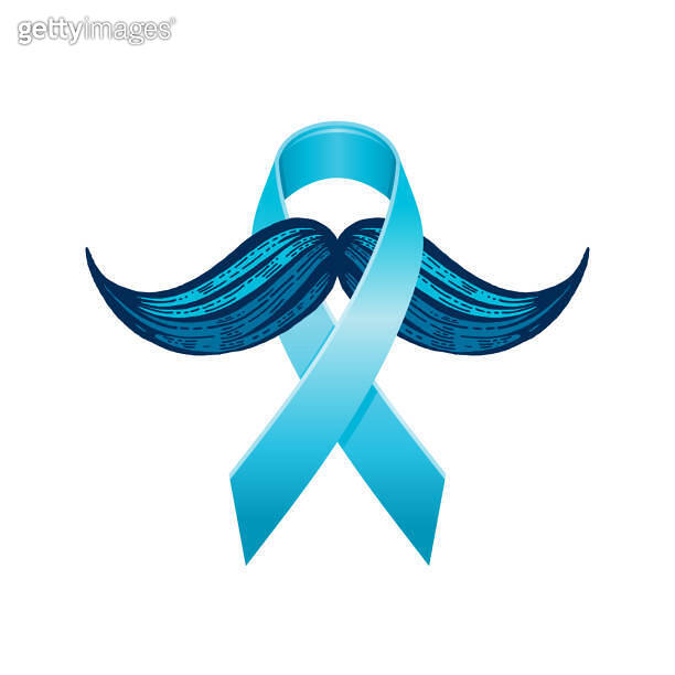 Prostate cancer awareness ribbon with moustaches. Men health symbol ...
