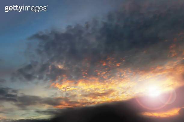 Dramatic atmosphere panorama view of fantasy twilight sky and clouds ...