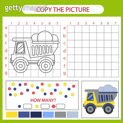 Copy the picture lorry using grid lines. Coloring with drawn the ...