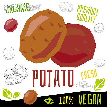 Potato potatoes icon label fresh organic vegetable, vegetables nuts ...