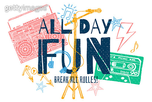 Music slogan graphic for t shirt design posters retro prints. Radio ...