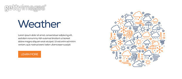 Weather Related Banner Template with Line Icons. Modern vector ...