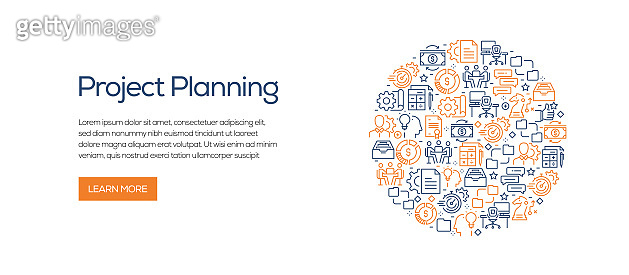 Project Planning Banner Template with Line Icons. Modern vector ...