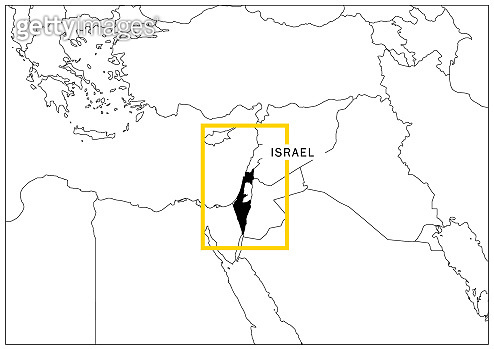 Israel map with yellow frame and name country (1166727846) 일러스트, 무료 ...