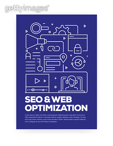 SEO and Web Optimization Concept Line Style Cover Design for Annual ...