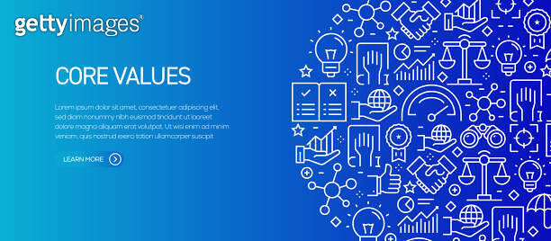 Core Values Banner Template with Line Icons. Modern vector illustration ...