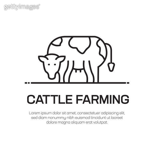 Cattle Farming Vector Line Icon - Simple Thin Line Icon, Premium ...
