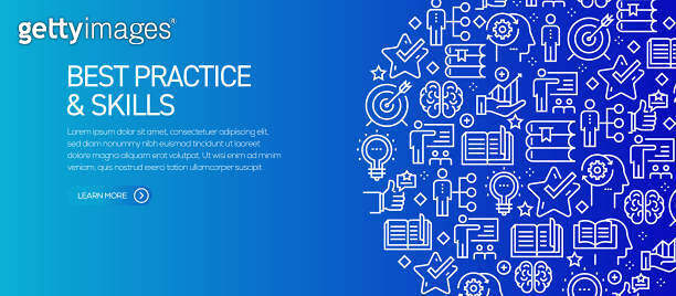 Best Practice and Skills Banner Template with Line Icons. Modern vector ...