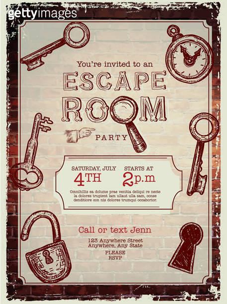 Escape Room Birthday Party Celebration invitation design template 이미지 ...