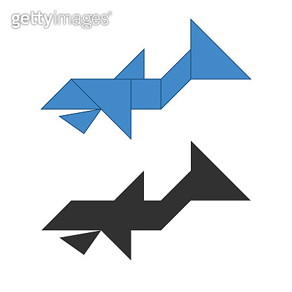 Whale Tangram. Traditional Chinese dissection puzzle, seven tiling ...