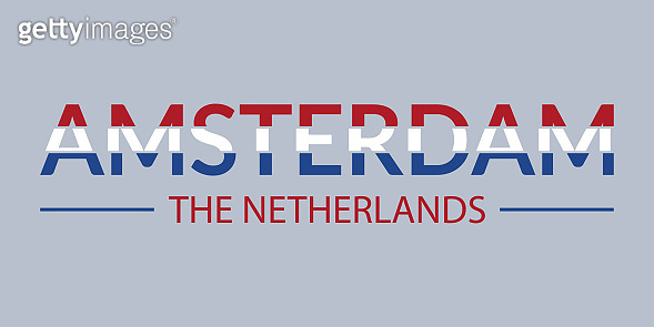 Amsterdam typography text. Modern design with Holland or Netherlands ...