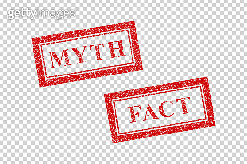 Vector realistic isolated red rubber stamp of Myth and Fact symbol for ...