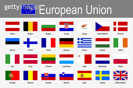 All European Union National Flags Icon Set - Alphabetically - Vector ...