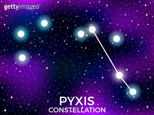 Pyxis constellation. Starry night sky. Cluster of stars and galaxies ...