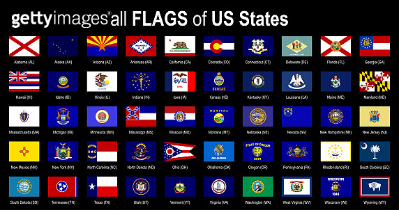 All 50 US State Flags - Alphabetically - Icon Set - Vector Illustration ...