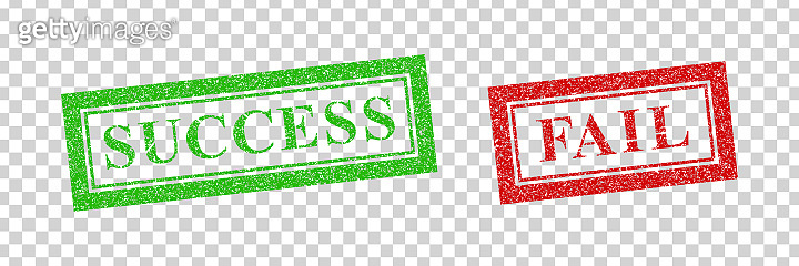 Vector realistic isolated red rubber stamp of Success and Fail logo for ...