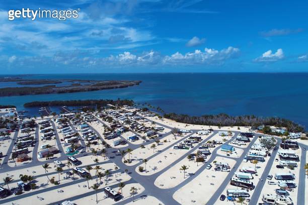 Aerial view of famous bridge and islands in the way to Key West ...