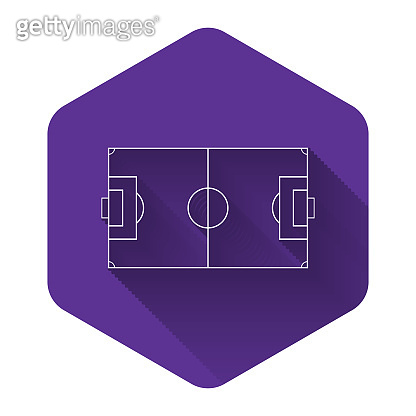 White Football field or soccer field icon isolated with long shadow ...