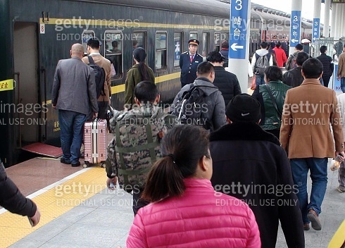 Guilin Railway Station And People Boarding Train Scenery In Guangxi ...