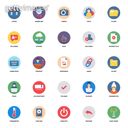 Collection Of Flat Rounded Icons Pack (1193841761) 일러스트, 무료 일러스트, 아이콘 ...