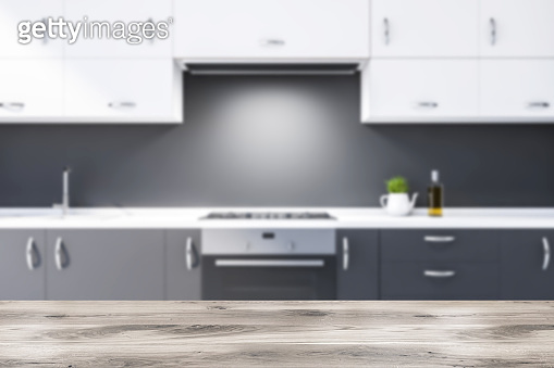 Close up of dark gray kitchen countertops, blurred 이미지 (1181700156 ...