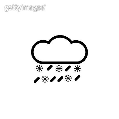 Icon cloud with rain drops and snowflakes. Vector illustration. 이미지 ...