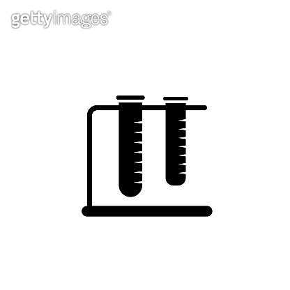 Chemical Test tube rack with flasks vector icon , laboratory equipment ...