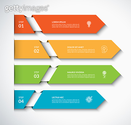 Infographic arrow template with 4 options. Can be used for diagram ...