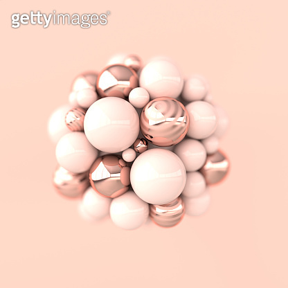 Colorful balls 3d rendering. Chaotic spheres geometric abstract ...