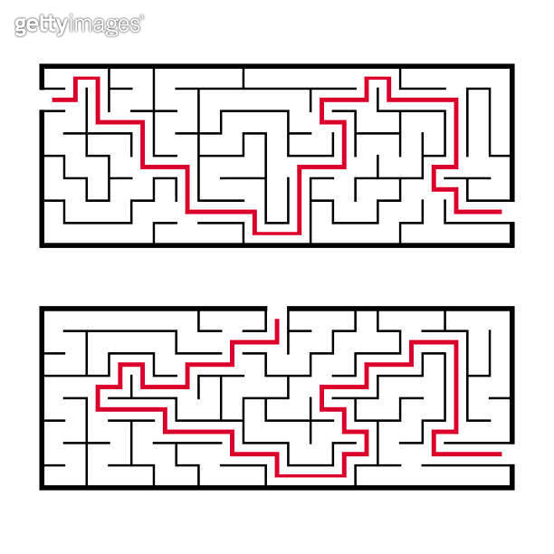 Black rectangular labyrinth with an input and an exit. An interesting and useful game for ...