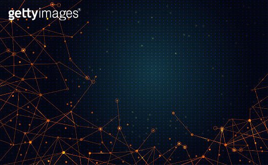 Modern abstract network science connection technology gold line premium ...