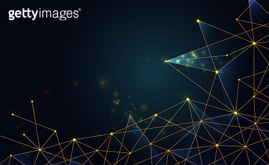 Modern abstract network science connection technology gold line premium ...