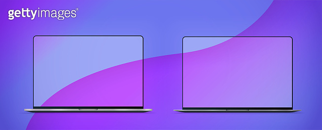 Laptop template. Flat style pc border. Simple modern colorful design ...