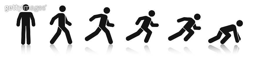 Stick figure walk and run. Running animation. Posture stickman. People ...