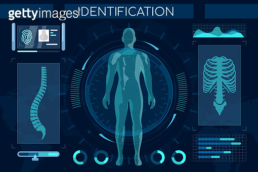 Futuristic identification process flat illustration. Smart recognition ...